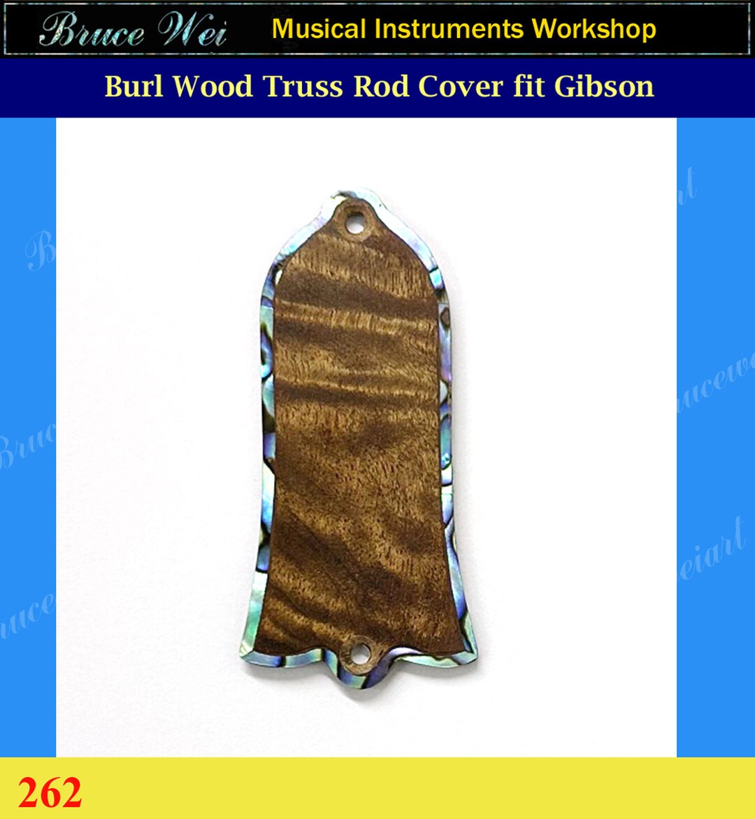 Bruce Wei, Burl Wood Truss Rod Cover, Abalone Inlay, Fit Gibson ( 262 ...