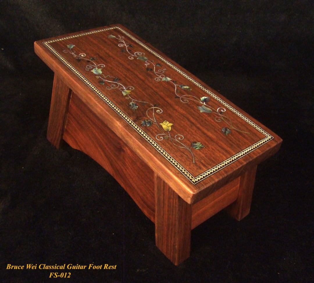 Classical Guitar Foot Rest Foot Stand, Solid Walnut, Mop, Abalone Inlay ...