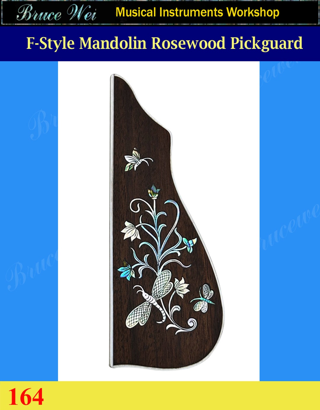 F Style Mandolin Rosewood Pickguard, MOP & Abalone Inlay, Bruce Wei ...