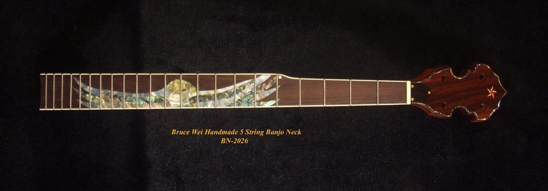 Handcrafted 5 String Banjo Neck, Solid Mahogany MOP & Abalone Eagle ...