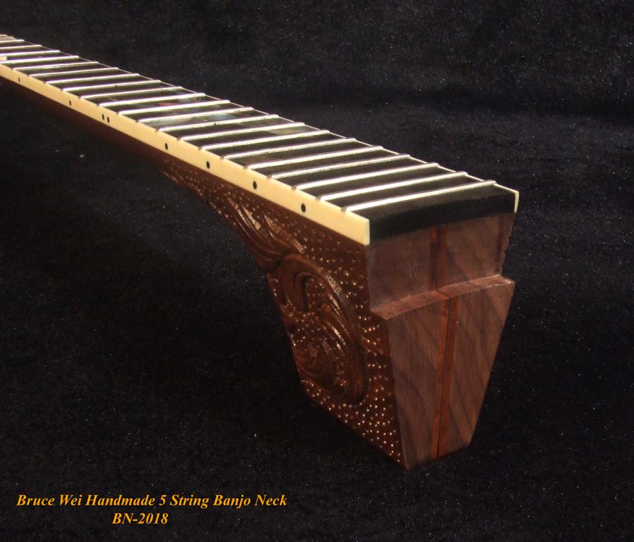 Handcrafted 5 String Banjo Neck, Solid Walnut Hummingbird Inlay, Heel ...