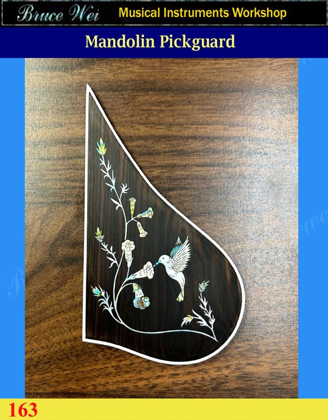 Mandolin Rosewood Pickguard, MOP & Abalone Inlay, Bruce Wei (163) - Etsy