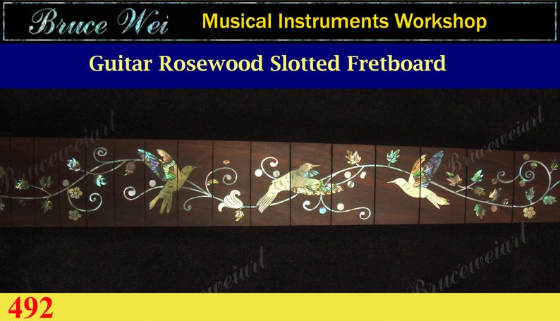 Guitar 25.5" Rosewood Slotted Fretboard, Mop & Abalone Inlay, Bruce Wei ...