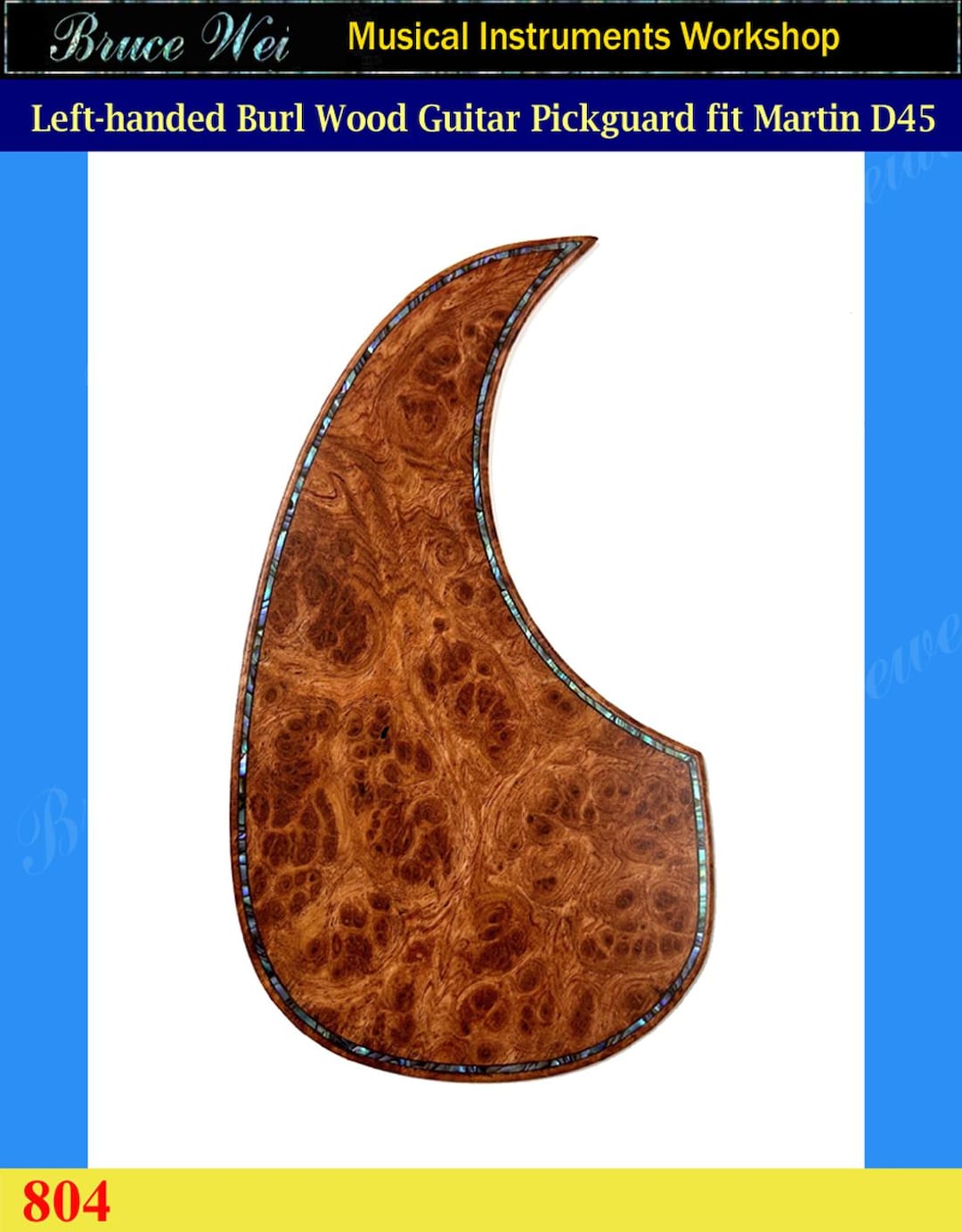 Fit Martin D45 Solid Burl Wood Left-handed Guitar Pickguard, Abalone ...