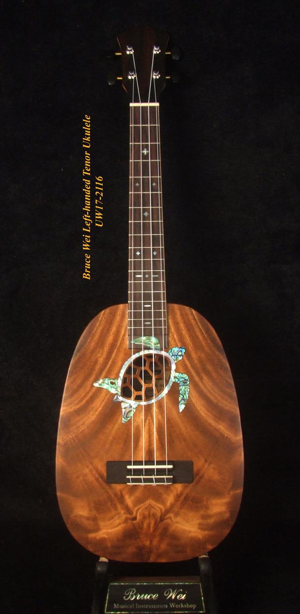 Handmade Left-handed Tenor Ukulele, Solid Acacia Pineapple, Turtle ...
