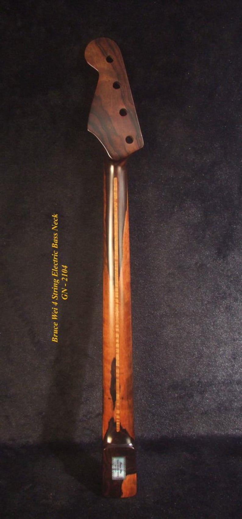 Handcrafted 4 String Electric Bass Neck, Fretless, Solid Macassar Ebony ...