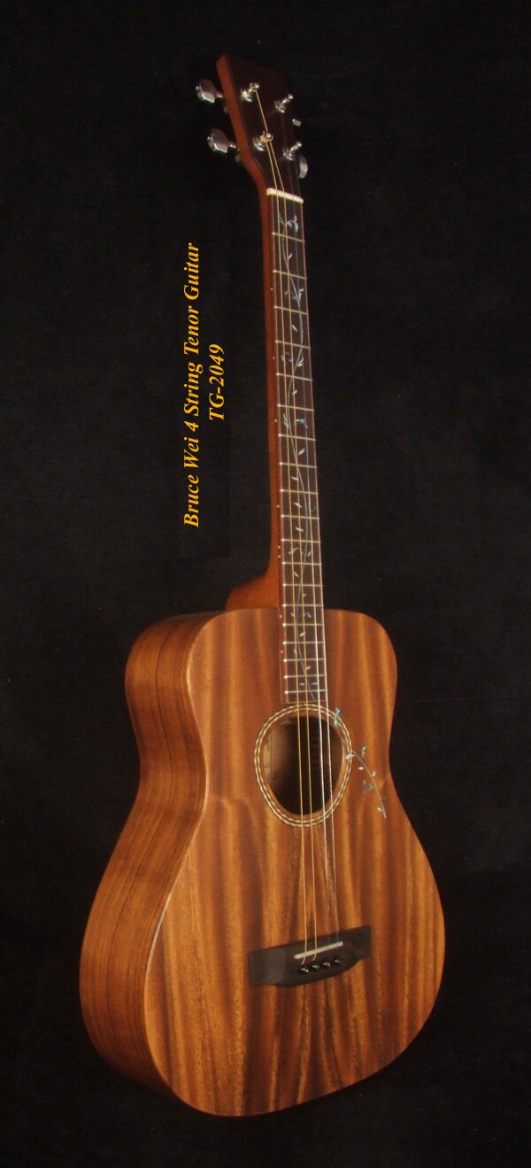 Handmade 4 String Tenor Guitar Solid Acacia, MOP Vine Inlay, Soft-bag ...