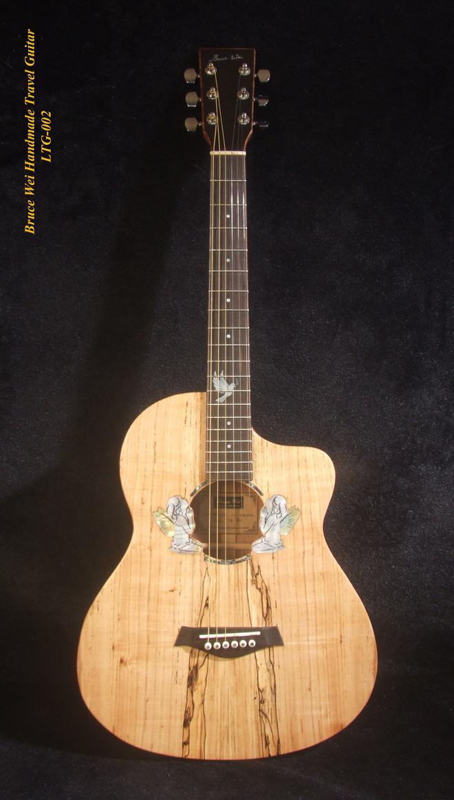 Handmade Archback Travel Guitar Solid Spalted Maple, Mahogany, Cutaway ...