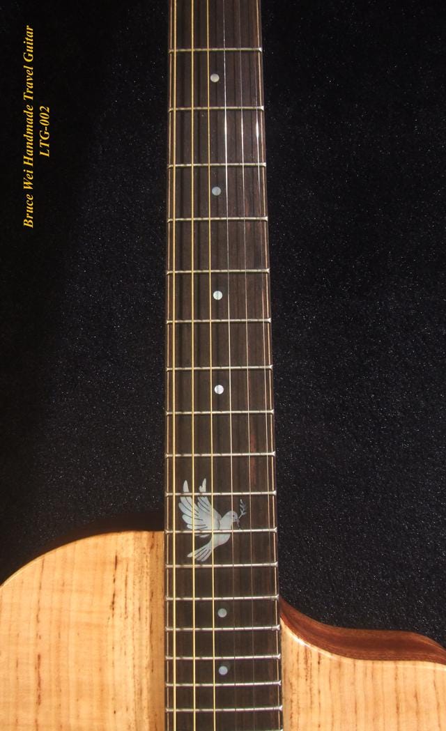Handmade Archback Travel Guitar Solid Spalted Maple, Mahogany, Cutaway ...