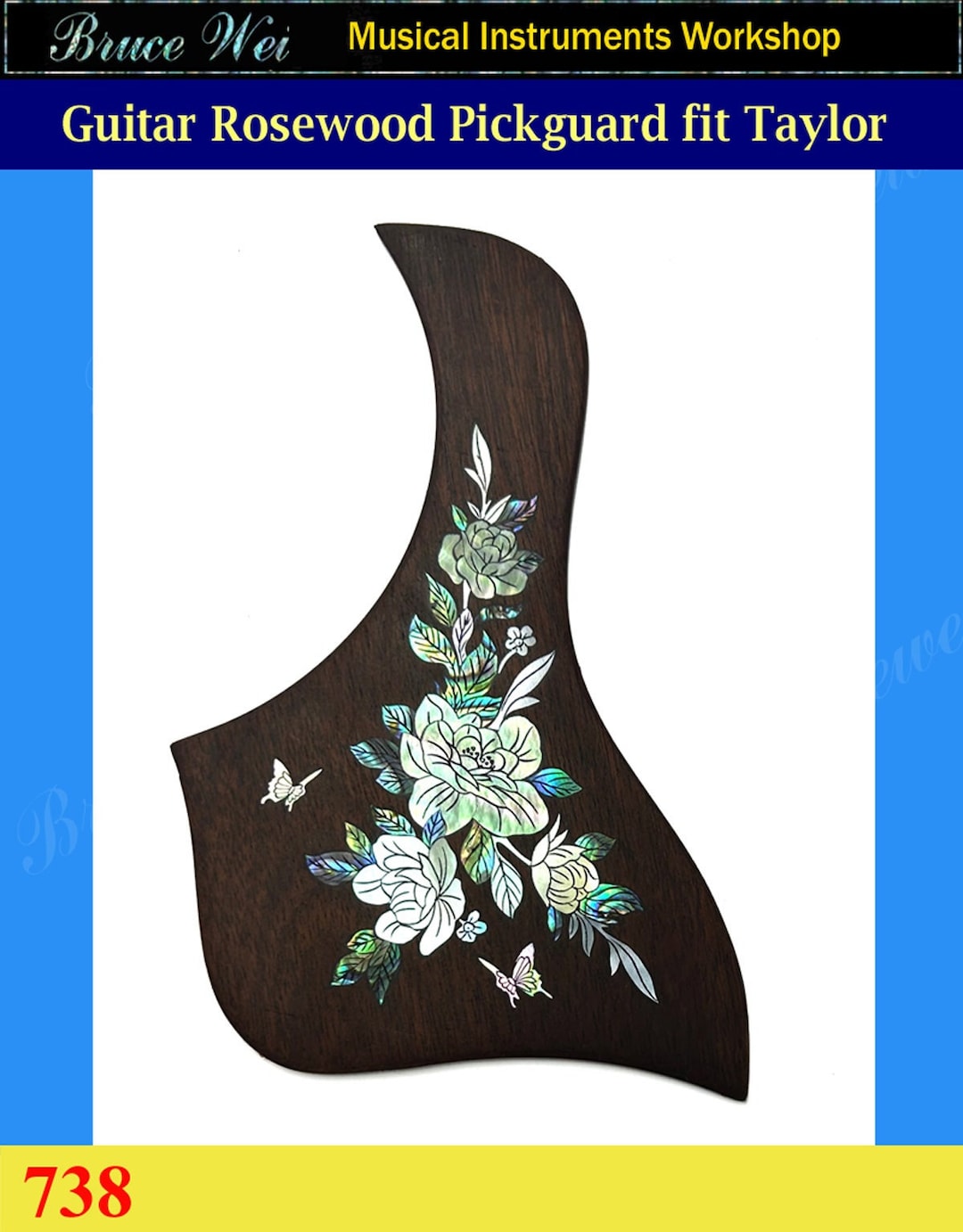 Fit Taylor 517e, Guitar Rosewood Pickguard Mop Floral Inlay, Bruce Wei ...