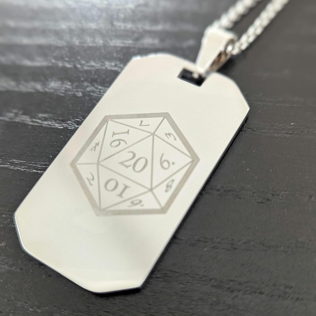 Polyhedral D20 Dog Tag Necklace | Dnd | Men's Jewelry | Stainless Steel ...
