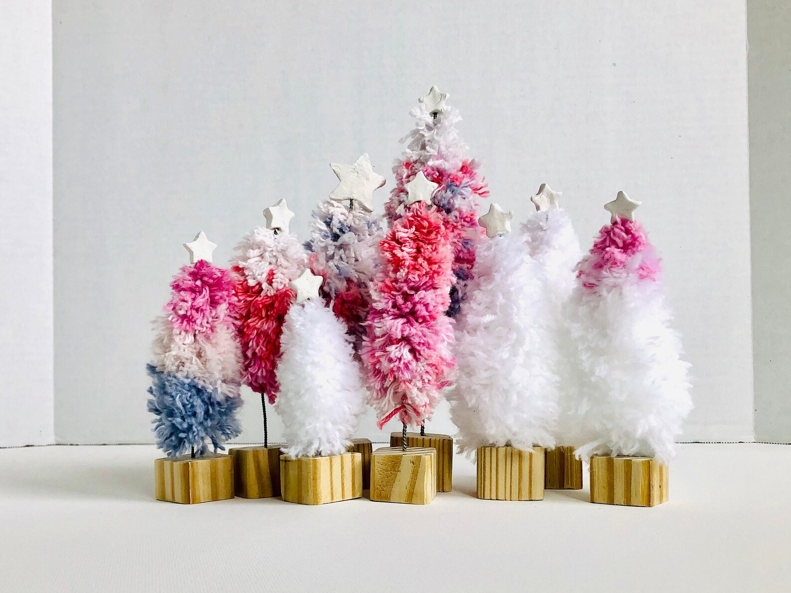 Fluffy Pink Mini Tree Set/9 Pc - Etsy