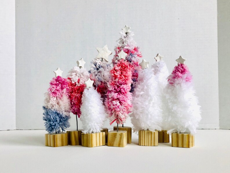 Fluffy Pink Mini Tree Set/9 Pc - Etsy