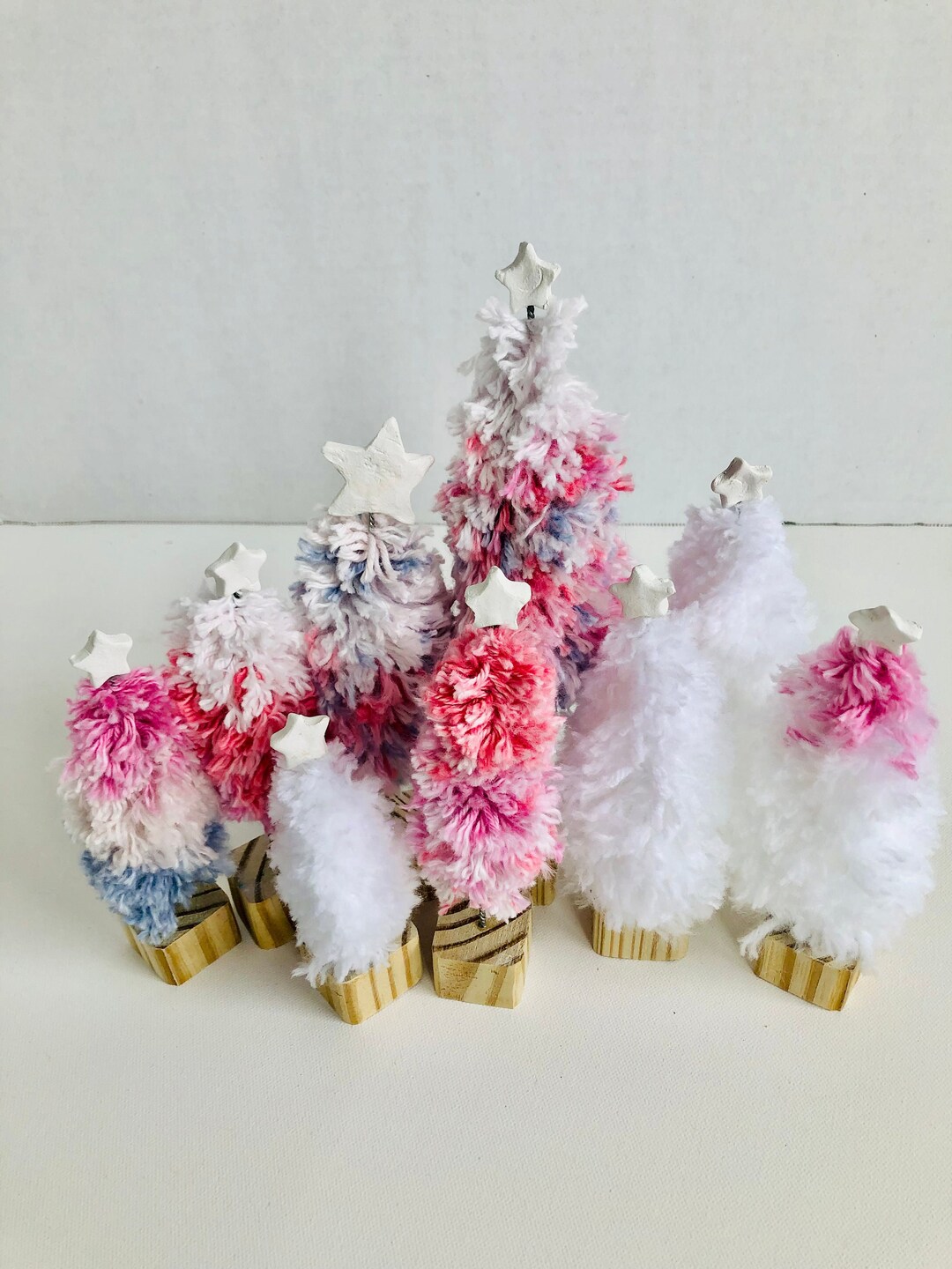 Fluffy Pink Mini Tree Set/9 Pc - Etsy