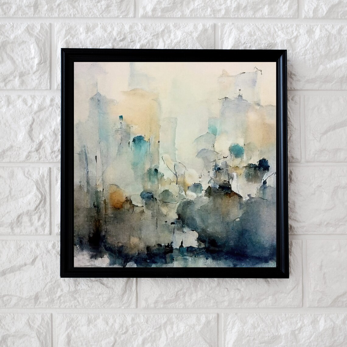 Modern Abstract Art, Muted Neutral Colors, Grey, Square Digital Print ...