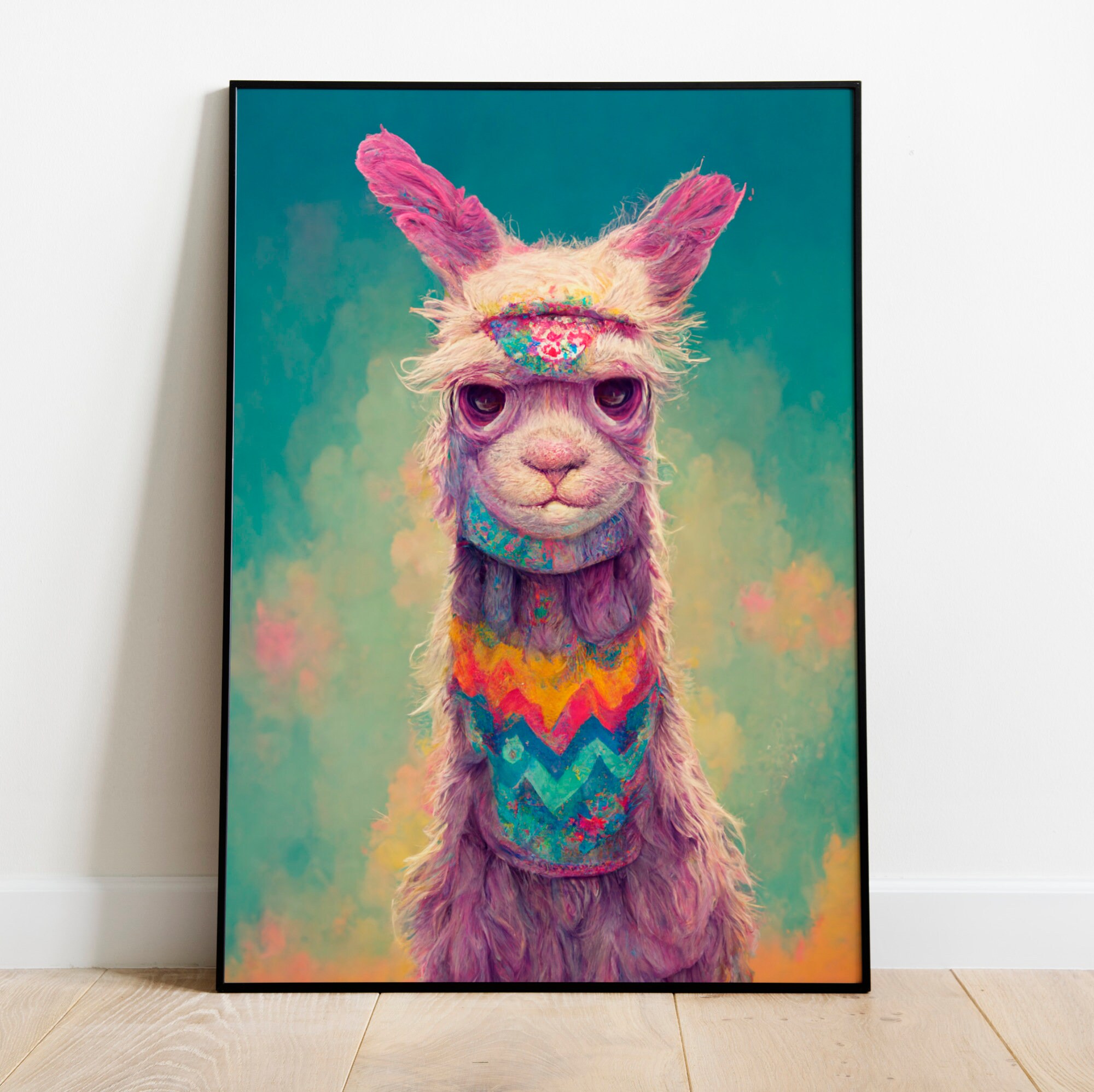 Hippie Retro Cool Llama Printable Wall Art, Bohemian Llama, Digital ...