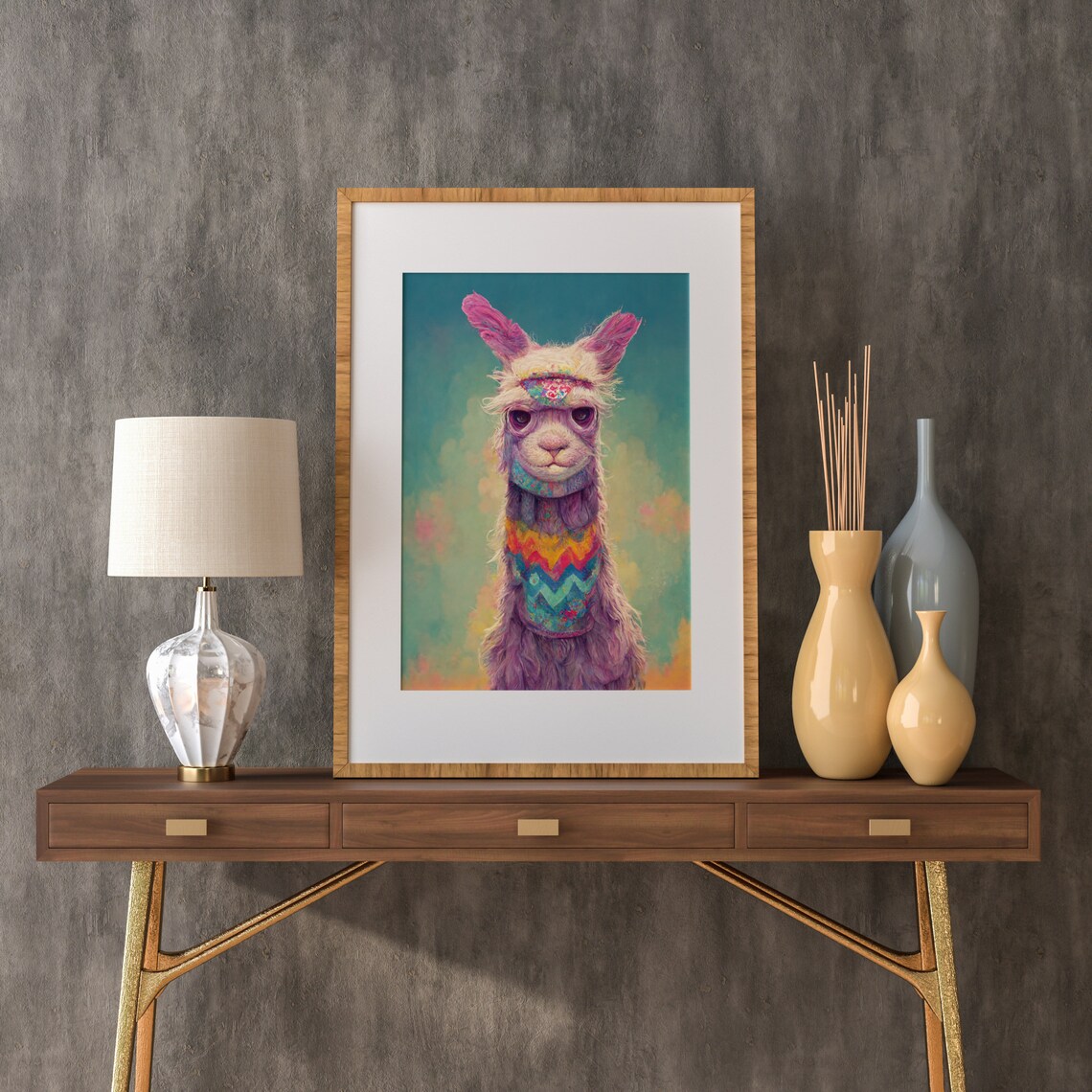 Hippie Retro Cool Llama Printable Wall Art Bohemian Llama - Etsy