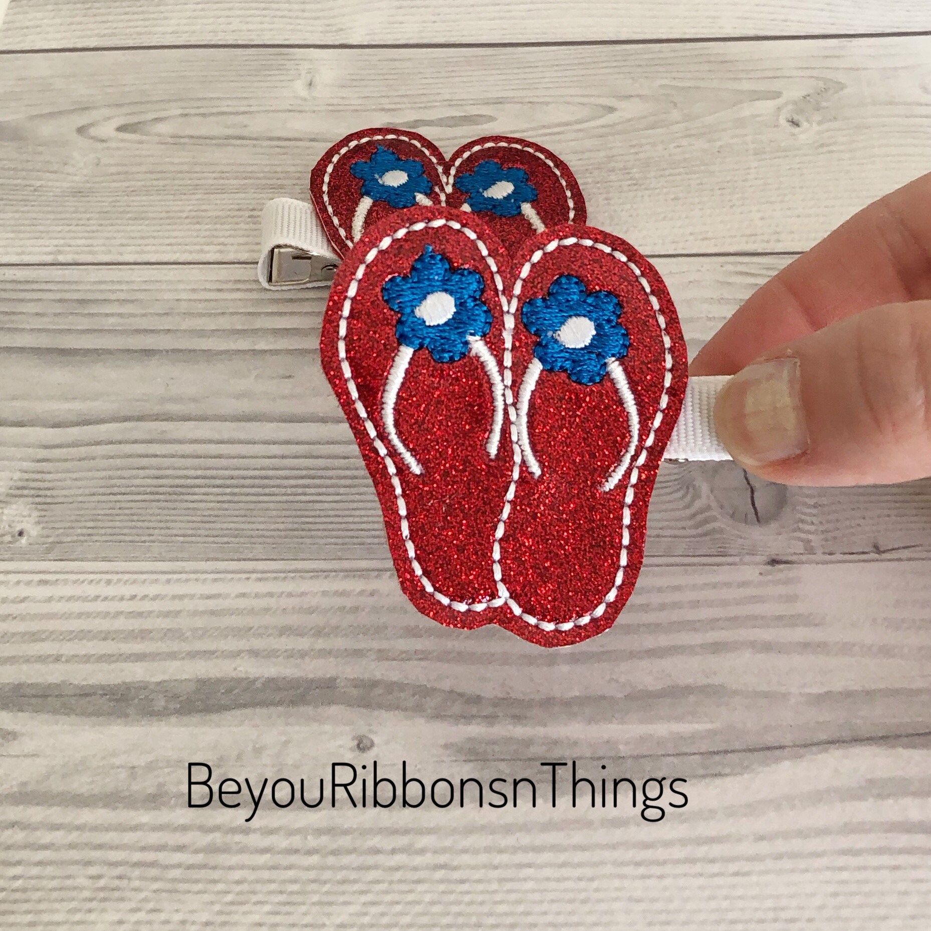 Red White Blue Flip Flops Hair Clips | Etsy