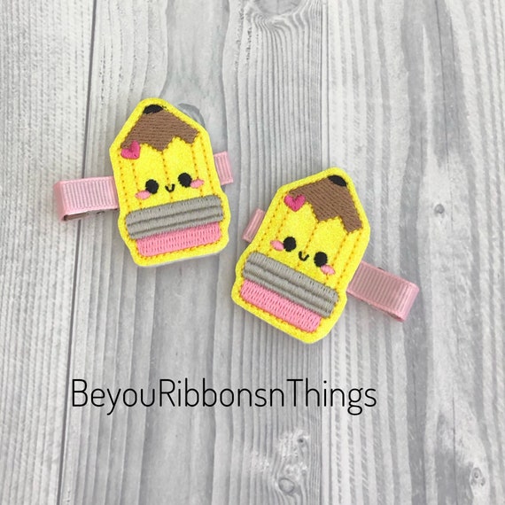 Cute Pencil Hair Barrette - School Hair Clips by BeyouRibbonsnThings ...