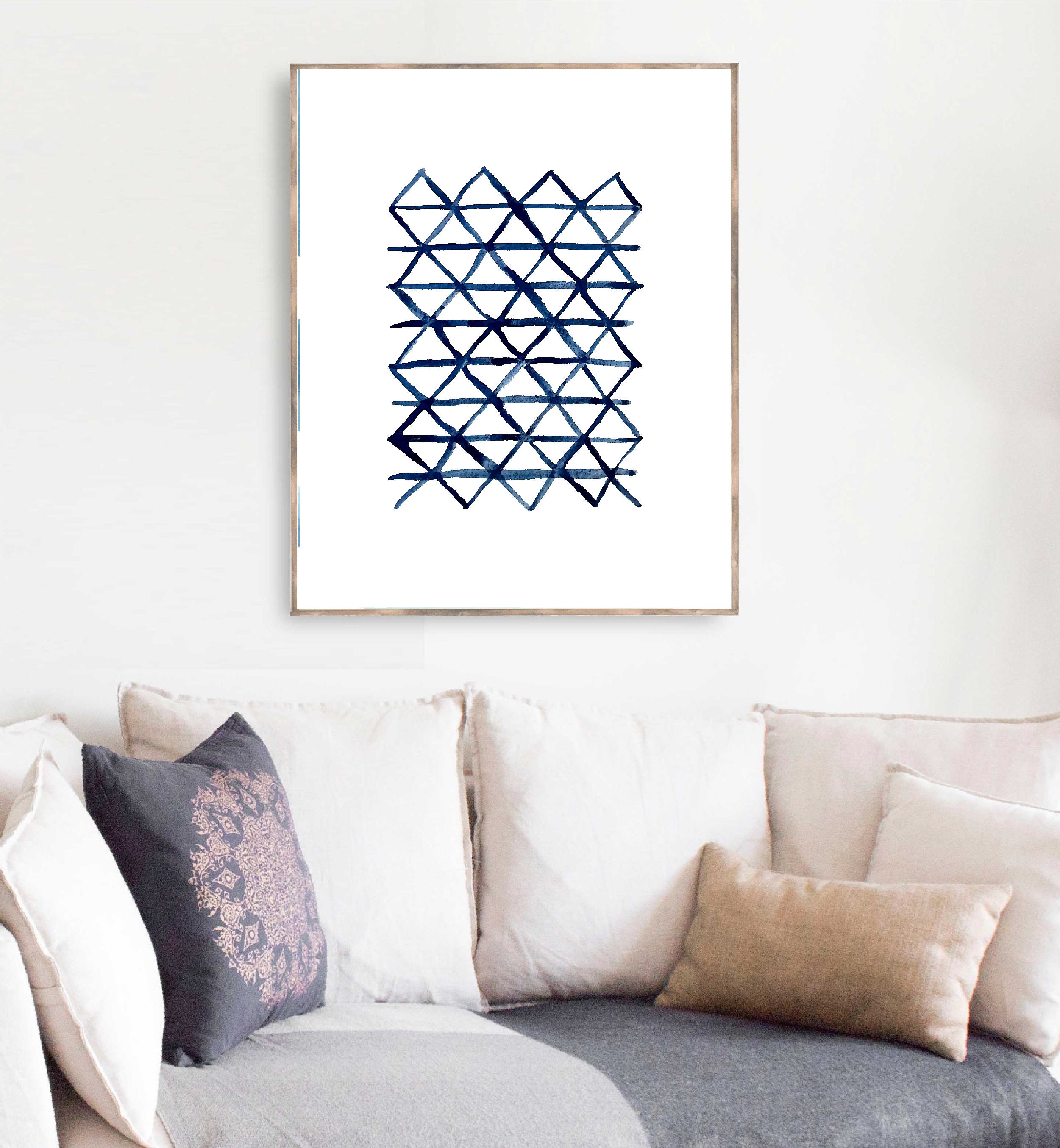 Printable Wall Art Set of 3 Blue Triptych Wall Art INSTANT | Etsy