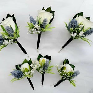 Rose Thistle Wedding Buttonhole Bouttoniere - Etsy UK
