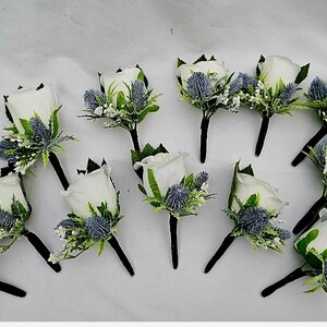Rose Thistle Wedding Buttonhole Bouttoniere - Etsy UK