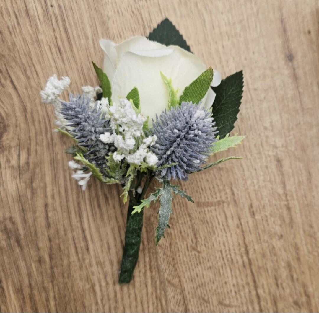 Rose Thistle Wedding Buttonhole Bouttoniere - Etsy UK