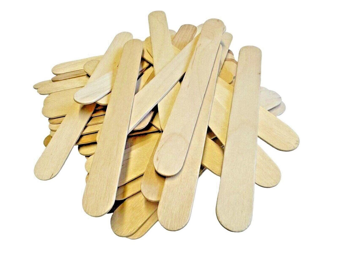 50 or 100 Jumbo Wooden Lolly Sticks Extra Large Lollipop Sticks Natural ...