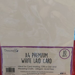 A4 Premium White Laid Card X 10 Sheets 220gsm Acid Free Textured ...