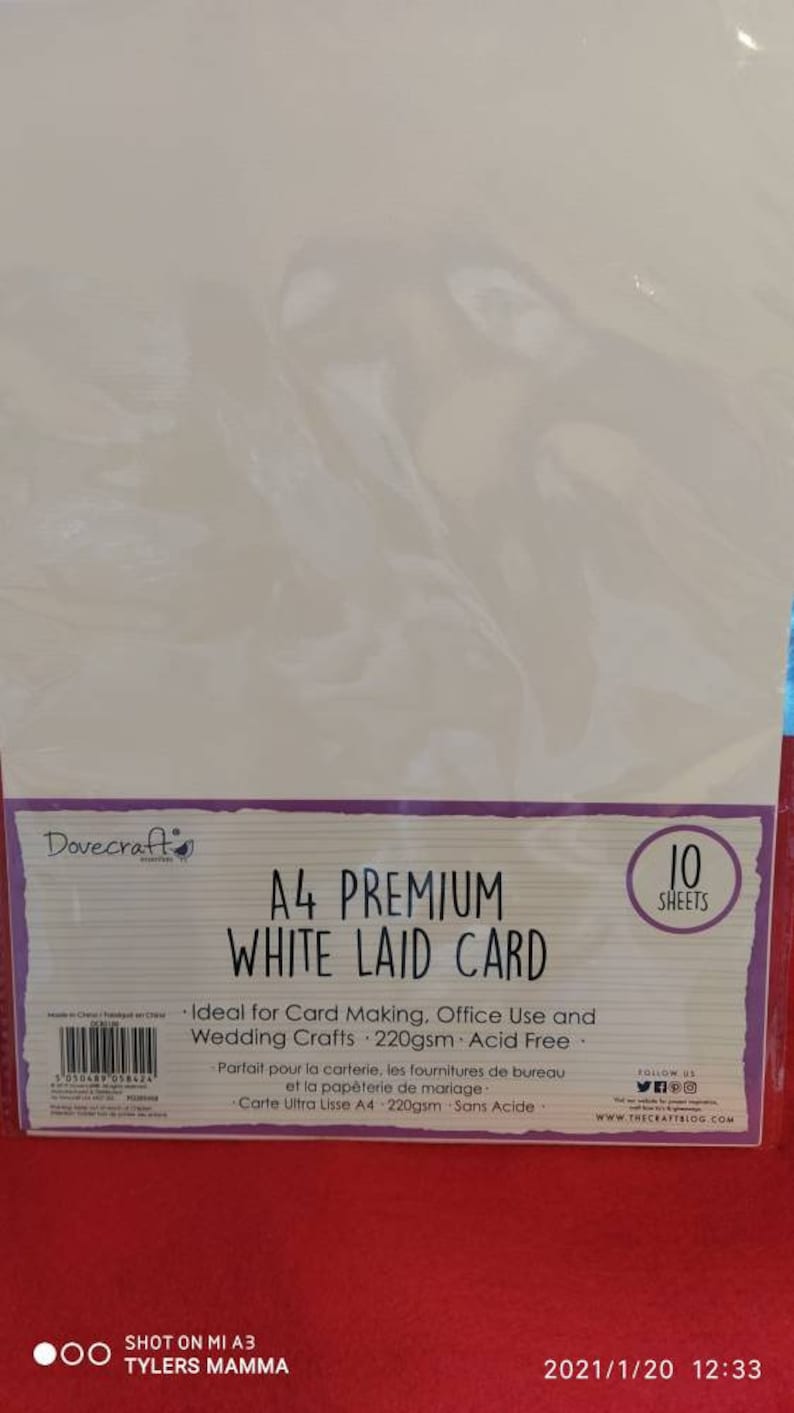 A4 Premium White Laid Card x 10 Sheets 220gsm Acid Free | Etsy