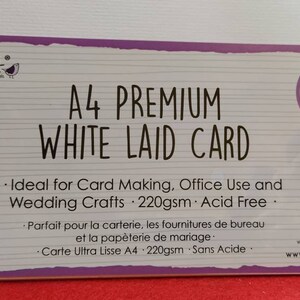 A4 Premium White Laid Card X 10 Sheets 220gsm Acid Free Textured ...