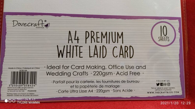 A4 Premium White Laid Card x 10 Sheets 220gsm Acid Free | Etsy