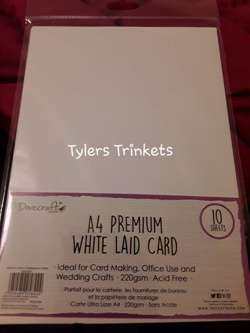 A4 Premium White Laid Card x 10 Sheets 220gsm Acid Free | Etsy