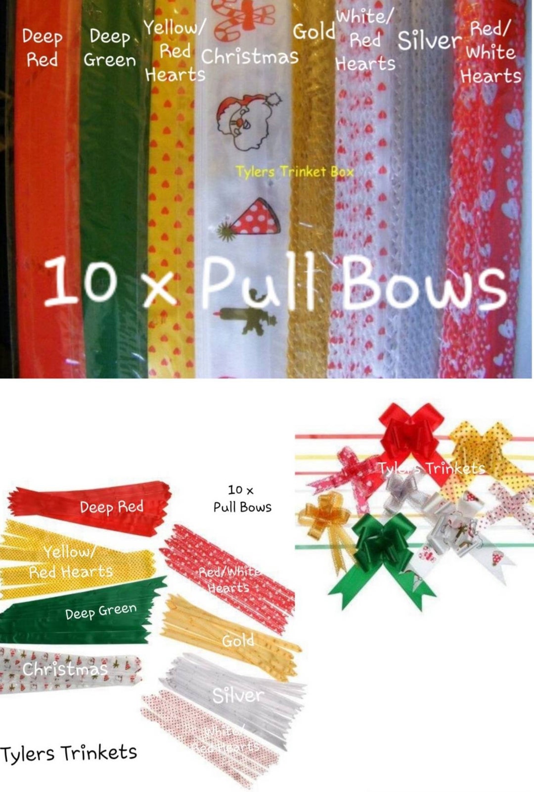 10 Pull Bows of Either Solid Redgreen Gold or Silver or - Etsy UK