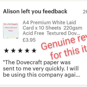 A4 Premium White Laid Card X 10 Sheets 220gsm Acid Free Textured ...