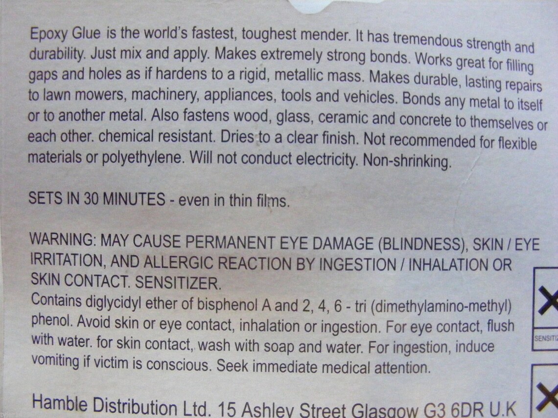 Epoxy Glue Adhesive Resin 2 Part Quick Set in 30mins 0.26 Fl Oz Ceramic ...