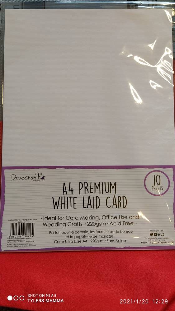 A4 Premium White Laid Card X 10 Sheets 220gsm Acid Free - Etsy