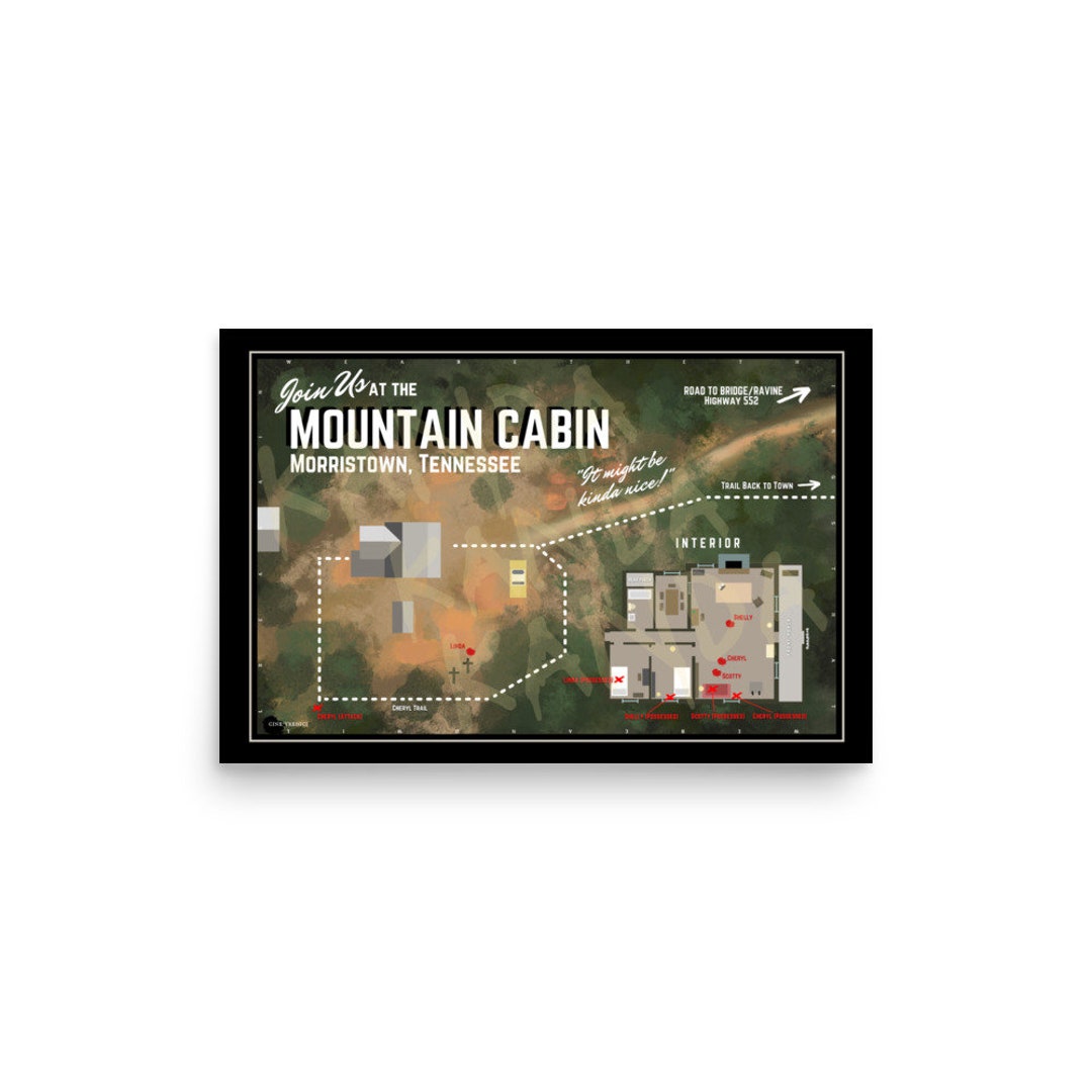 Mountain Cabin / the Evil Dead Map - 12"x18" PRINT - Etsy