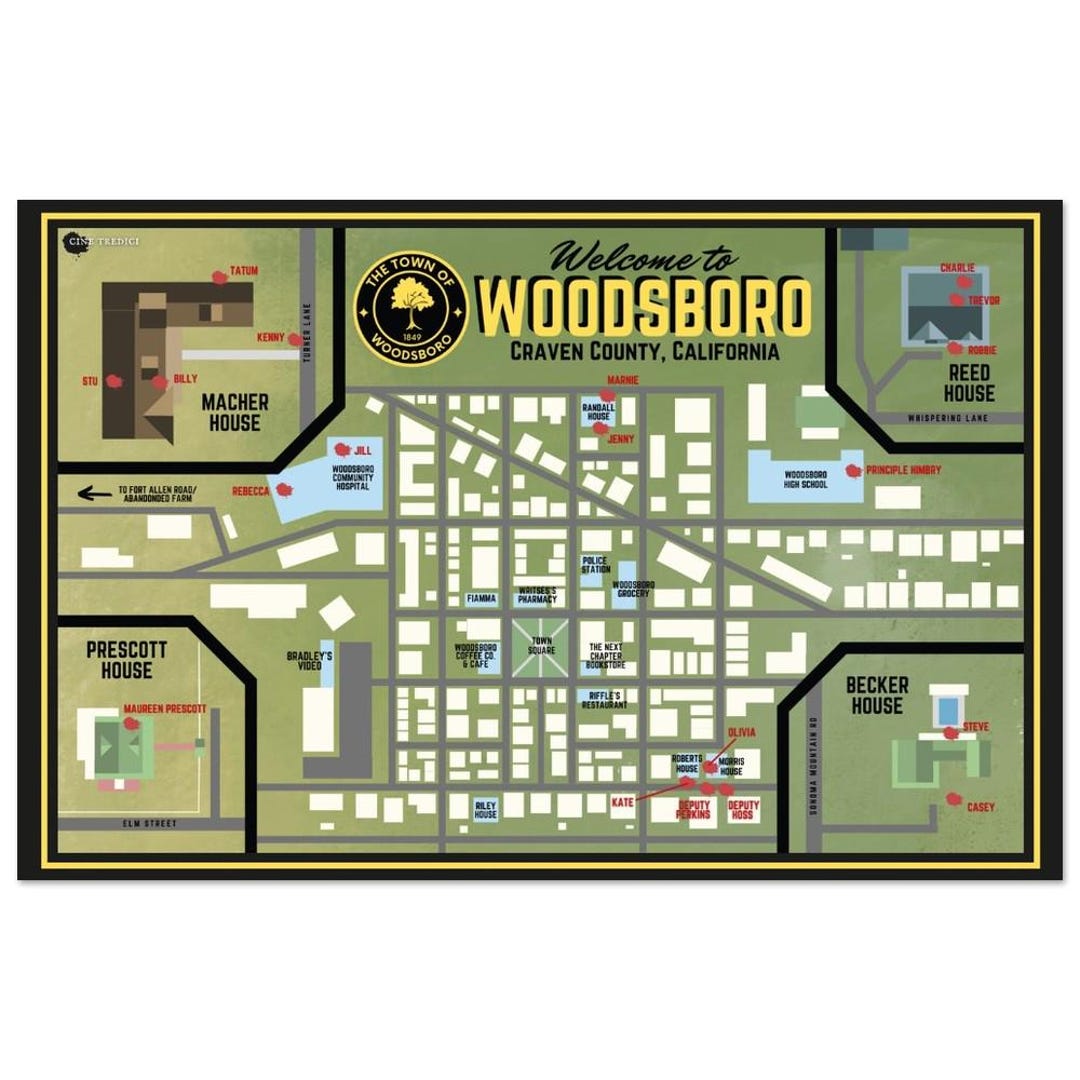 Woodsboro / Scream (1996) MURDER MAP - Etsy