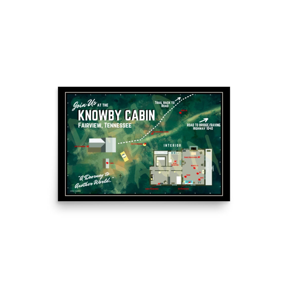 Knowby Cabin / Evil Dead II Map - 12"x18" PRINT - Etsy