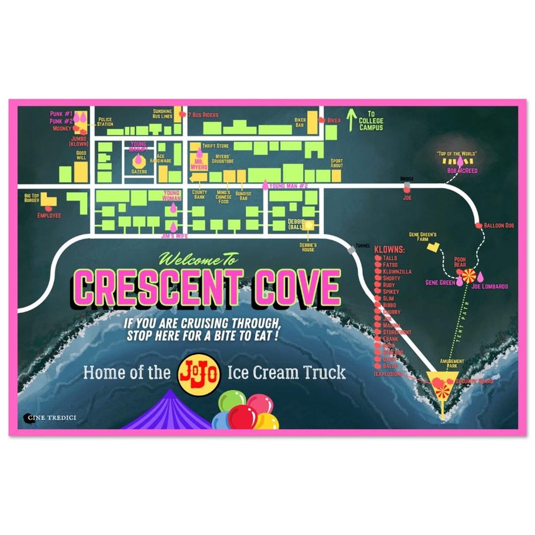 Crescent Cove / Killer Klowns From Outer Space (1988) MURDER MAP - Etsy