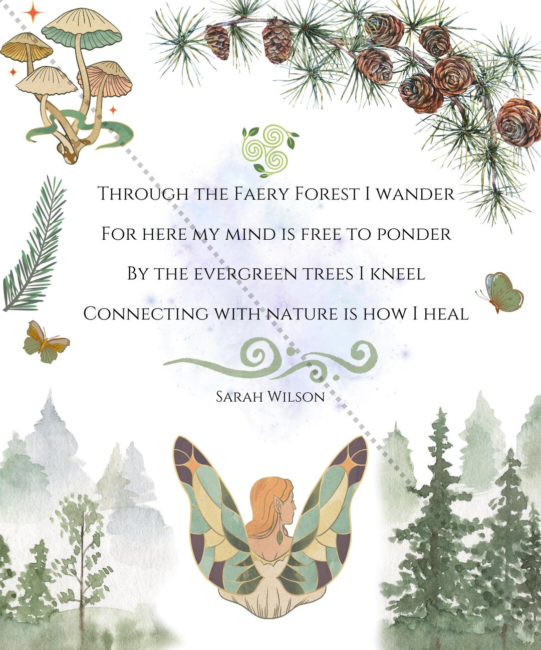 Nature Poem Print - Through the Faery Forest I Wander (design 1) - Etsy