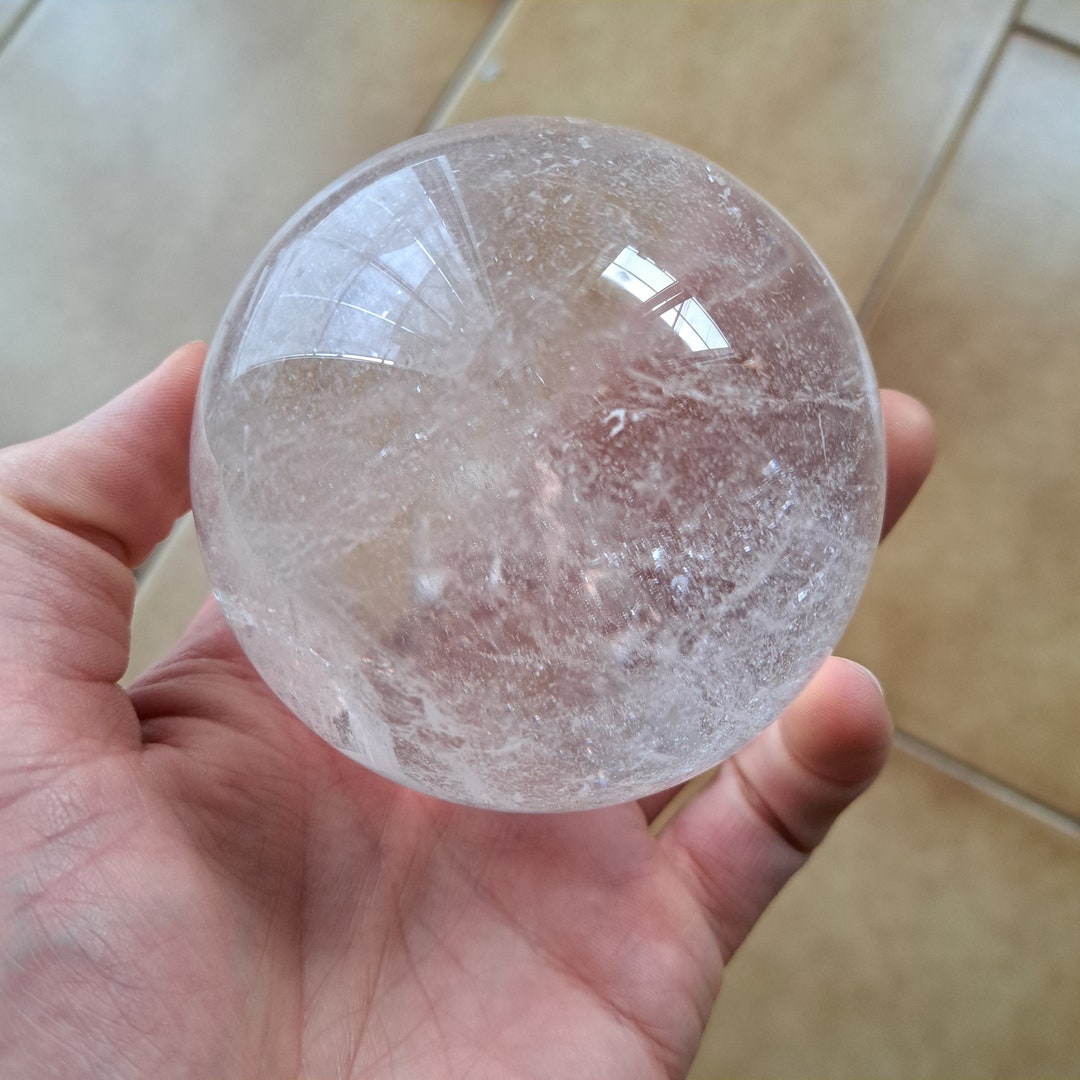 Rock Crystal Sphere 8 Cm for Divination and Meditation Hyaline Quartz ...