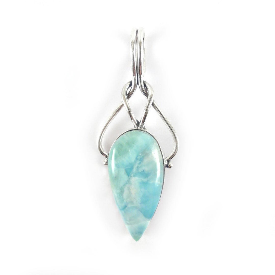 Natural Larimar Pendant 925 Silver Handmade Certified Larimar Necklace ...