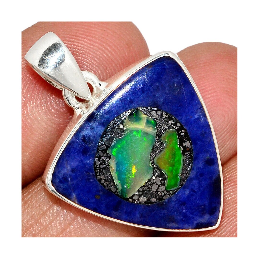 Harlequin Opal Pendant 925 Silver Green Ethiopian Opal Pendant ...