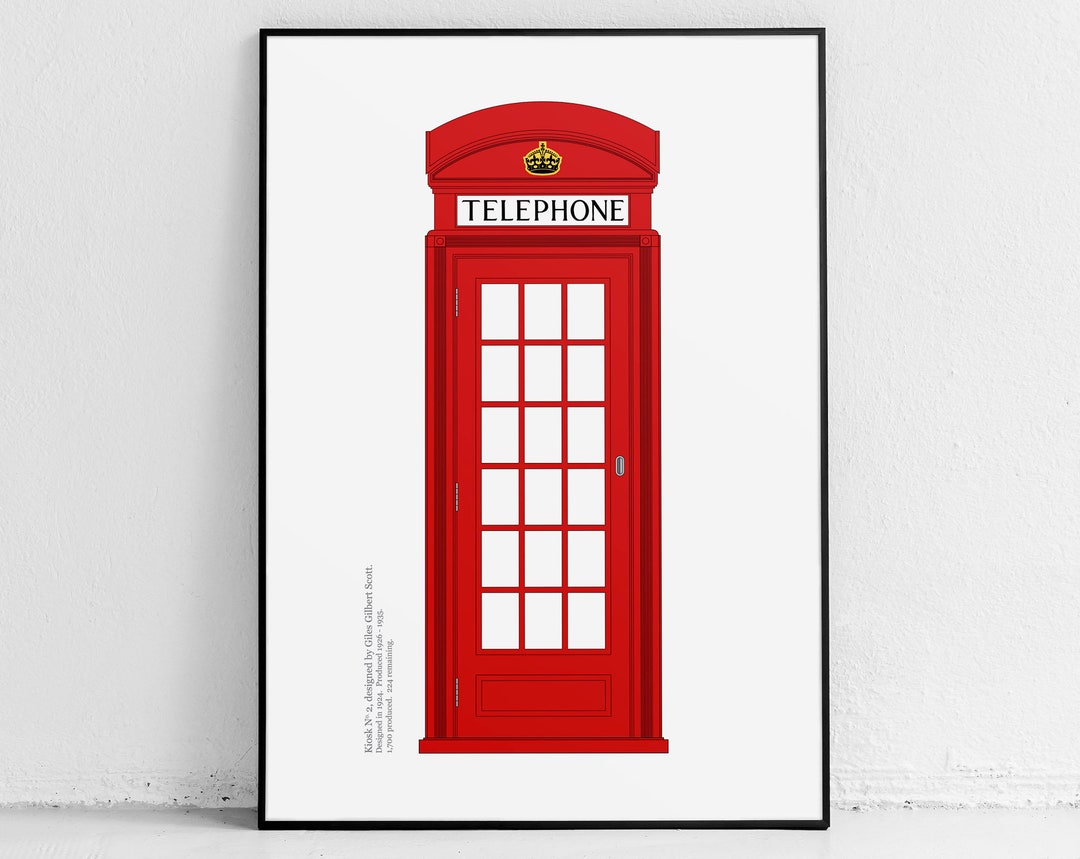 British Phone Booth Poster: Red Phone Box, English, London Print, Wall ...