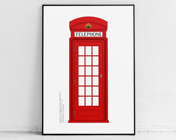 British Phone Booth Poster: Red Phone Box English London | Etsy