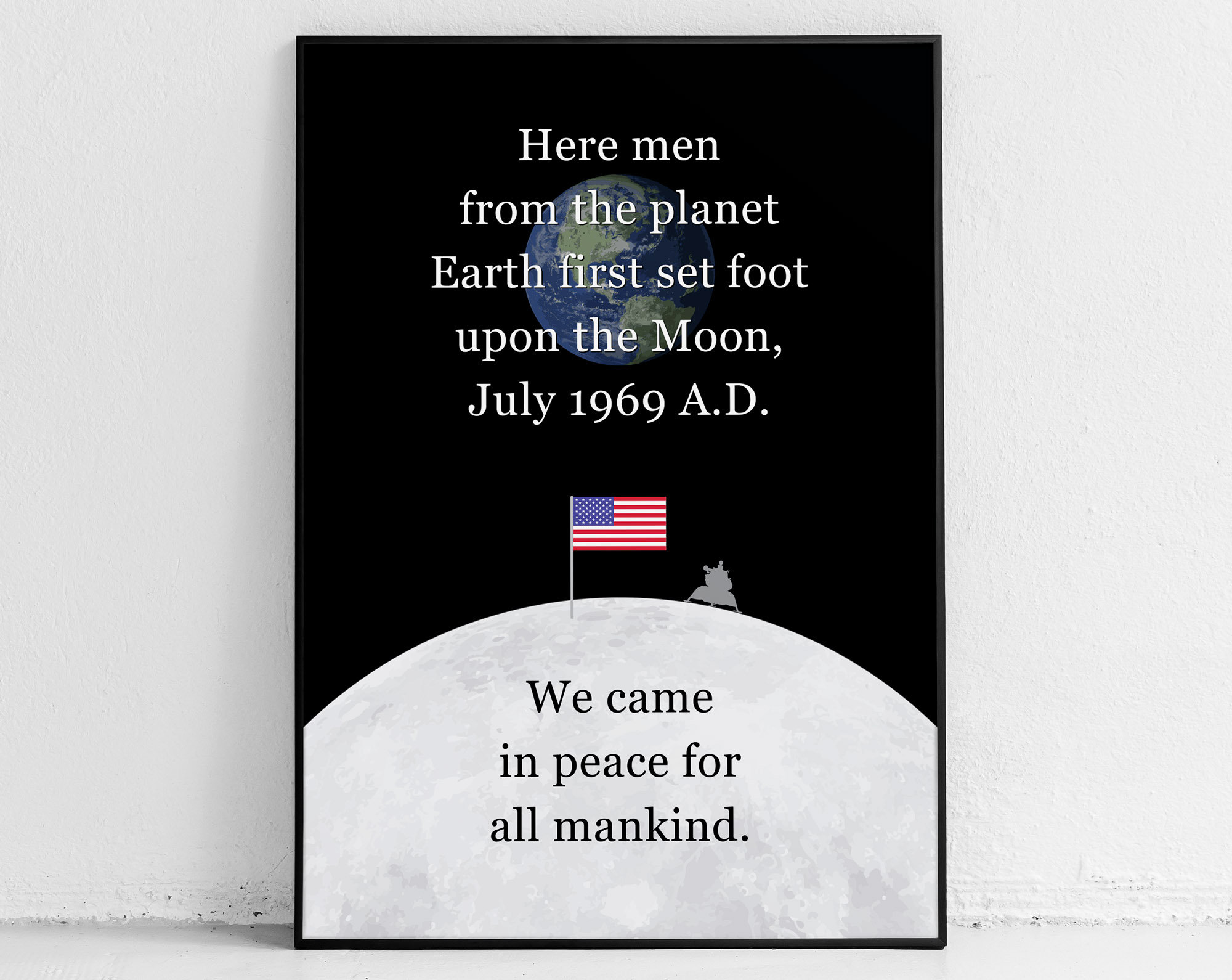 Apollo 11 plaque print: poster art moon landing NASA Neil | Etsy