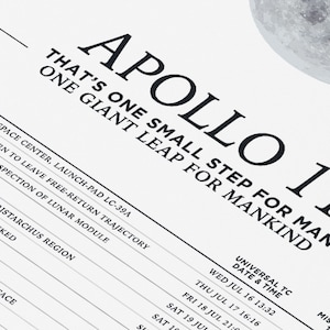 Apollo 11 Poster: Moon Landing Gifts, NASA Poster Print, Space Print ...