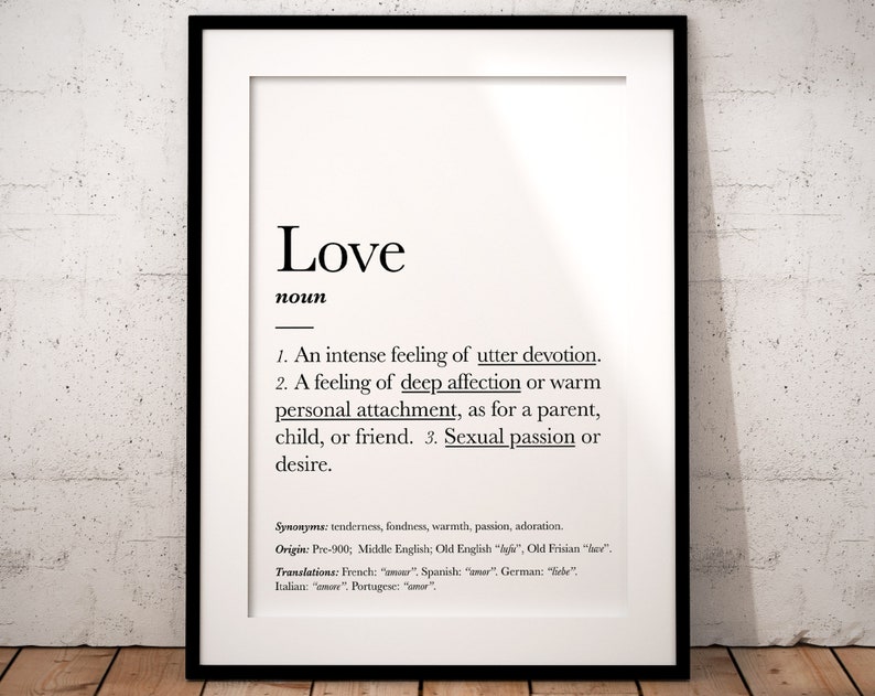 Love Definition Print: Wall Art Poster Valentines Gift for - Etsy